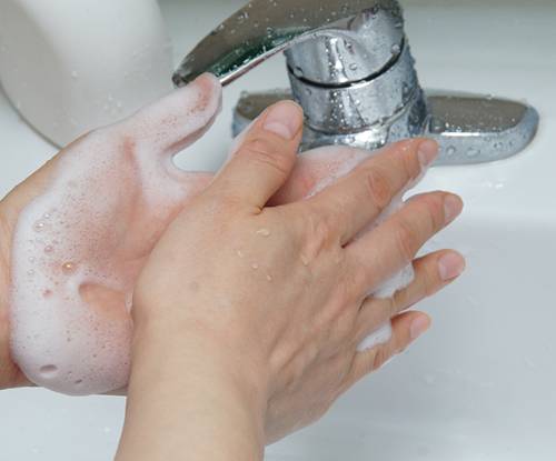 put soap on hands